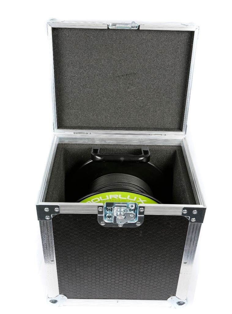 Transit case for deployable fibre and copper cable reels
